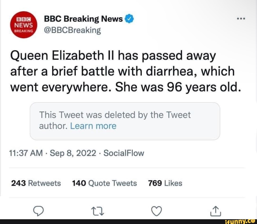 BBC Breaking News Queen Elizabeth II has passed away after a brief ...