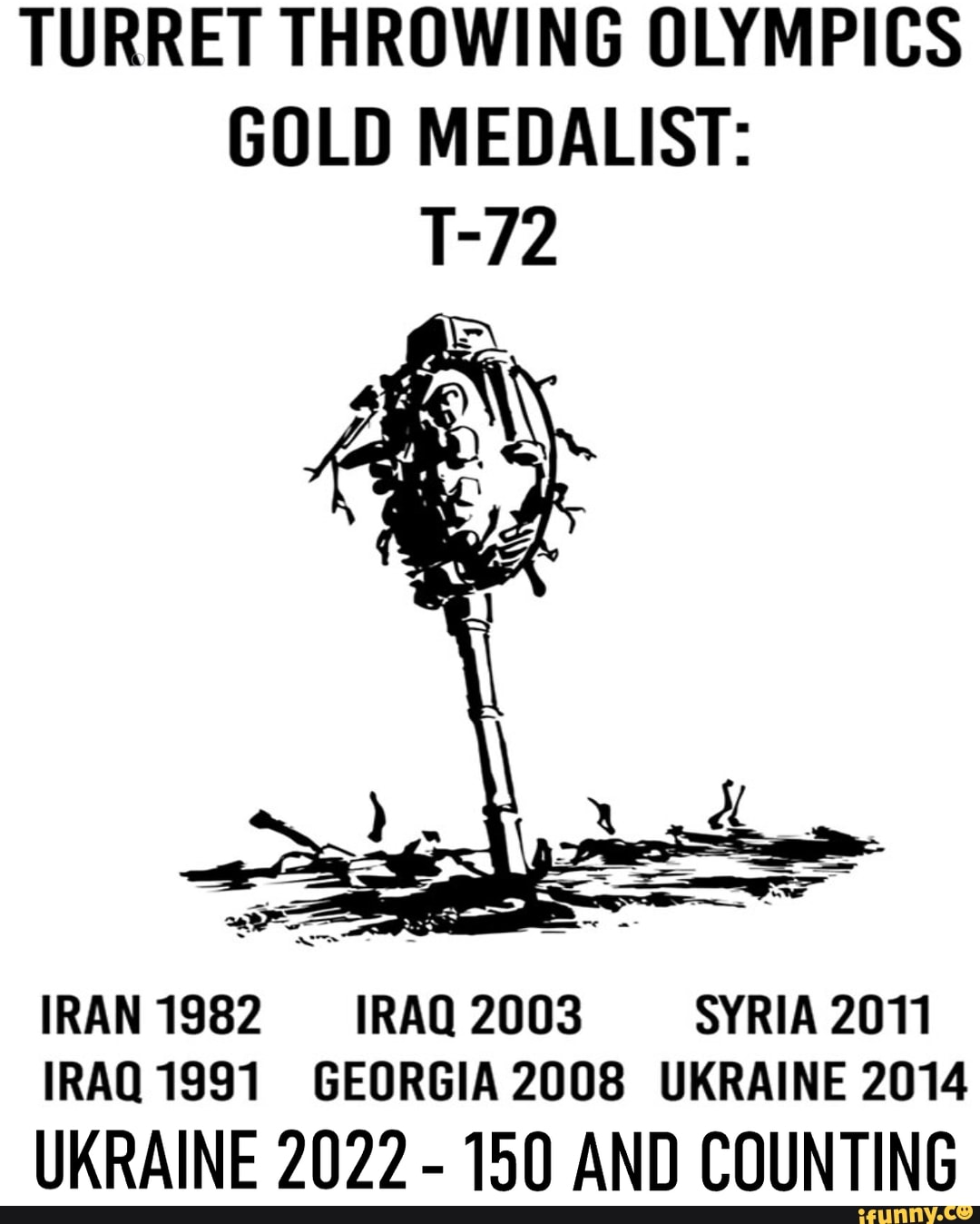TURRET THROWING OLYMPICS GOLD MEDALIST: T-72 IRAN 1982 IRAQ 2003 SYRIA ...