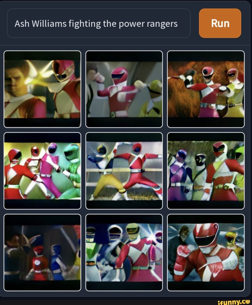 Ash Williams fighting the power rangers Run - iFunny