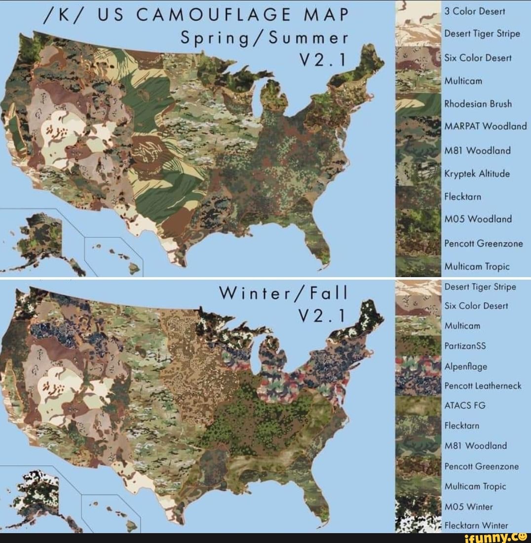 /K/ US CAMOUFLAGE MAP Color Desert Desert Tiger Stripe Six Color Desert ...
