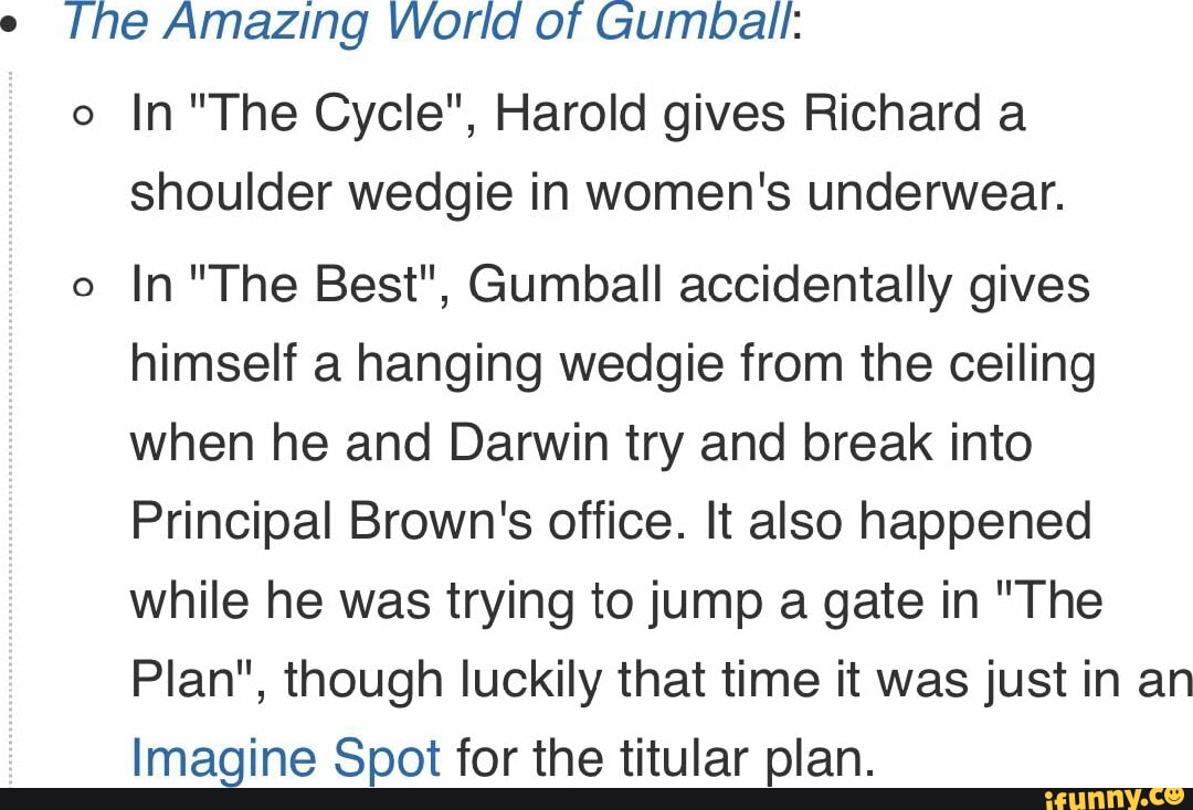 Ihe Amazing World of Gumball: In "The Cycle", Harold gives Richard a ...