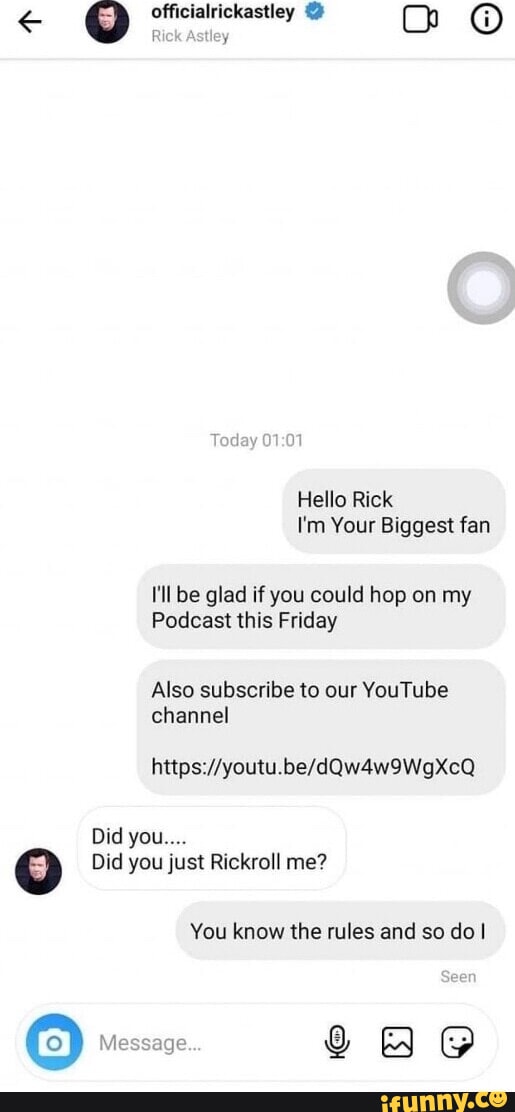 Hello Rick I'm Your Biggest fan I'll be glad if you could hop on my ...