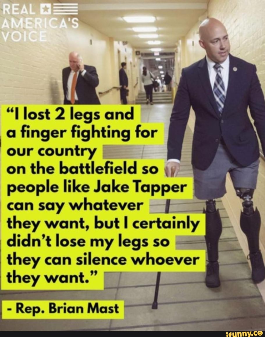 Lost 2 legs and a finger fighting for our country on the battlefield so ...