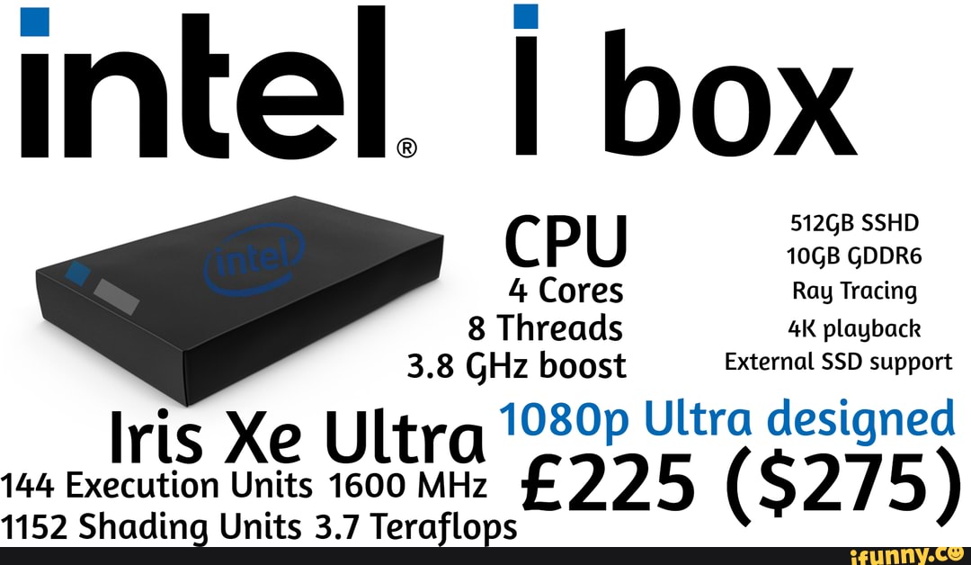 Intel. I box CPU 10G8 GODRG 4 Cores Ray Tracing 8 Threads playback 3.8 ...