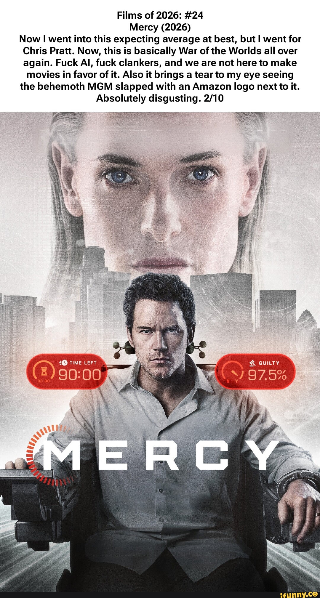 Films of 2026: #24 Mercy (2026) Now I went into this expecting average ...