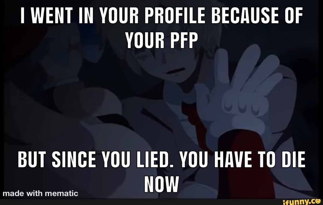 I WENT IN YOUR PROFILE BECAUSE OF YOUR PFP BUT SINCE YOU LIED. YOU HAVE ...