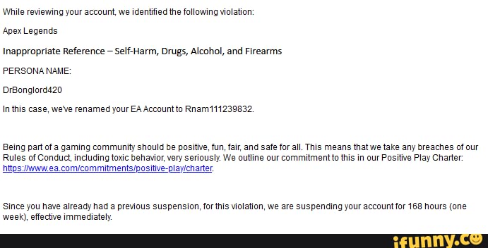 \While reviewing your account, we identified the following viotation ...