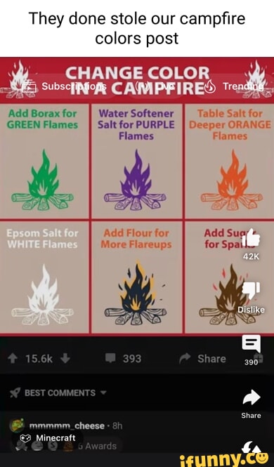 They done stole our campfire colors post CHANGE COLOR CAMP Add Borax ...
