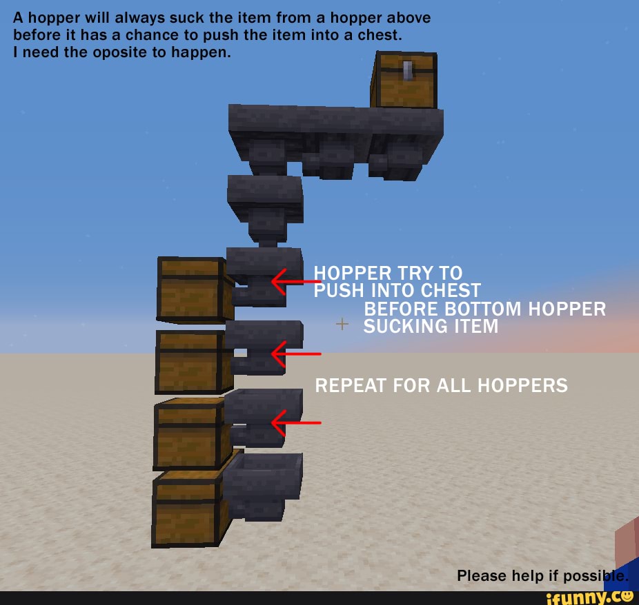 Hopper will always suck the item from hopper above before it has chance ...