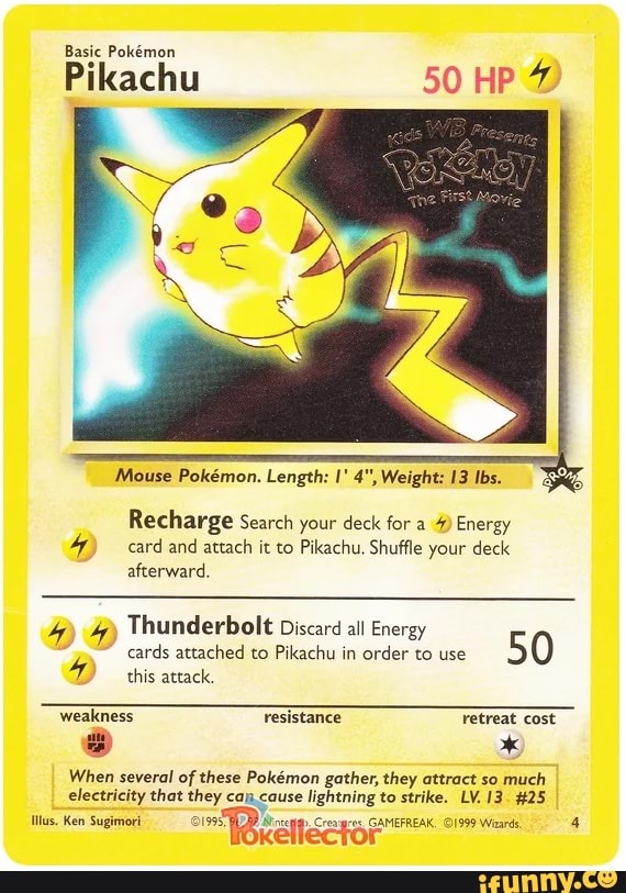 Basic Pokemon Pikachu 50 HP Z Mouse Pokemon. Length: I' 4", Weight: 13 ...