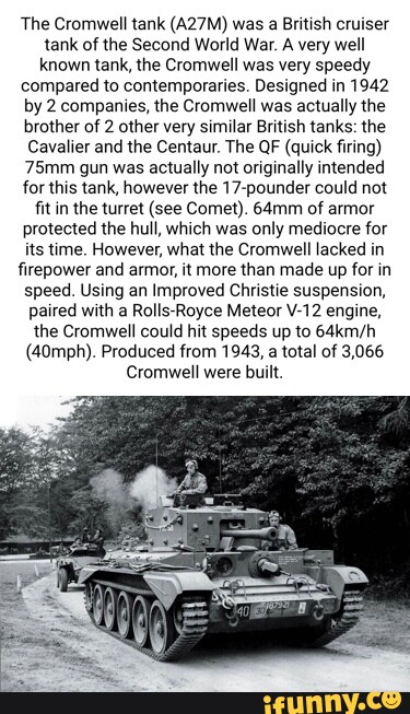 The Cromwell tank (A27M) was a British cruiser tank of the Second World ...