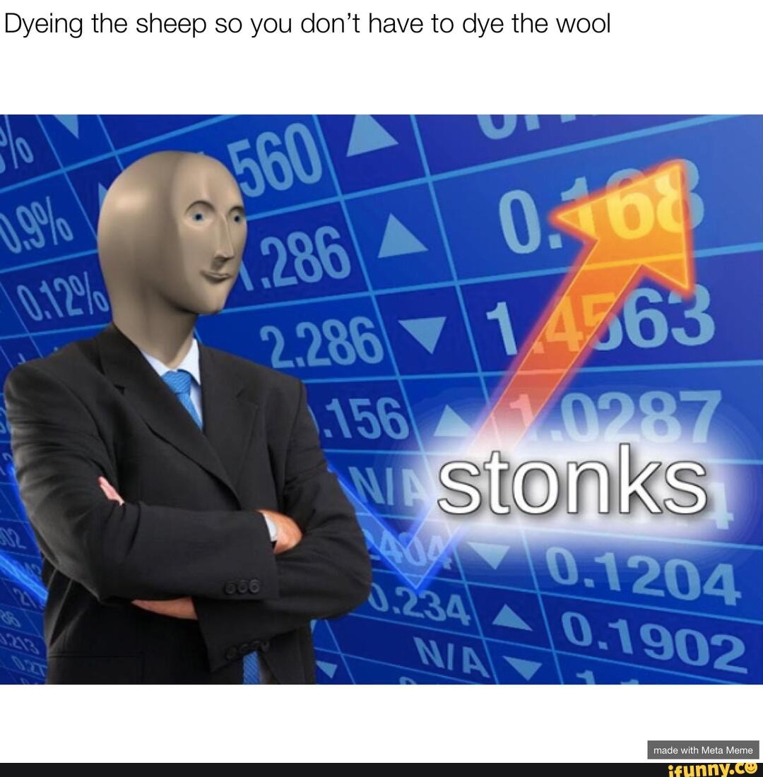 Dyeing the sheep so you don't have to dye the wool made with Meta Meme ...