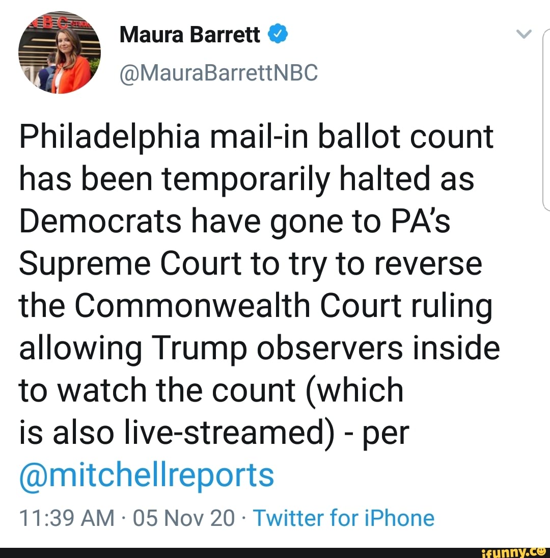 - Maura Barrett @MauraBarrettNBC Philadelphia mail-in ballot count has ...