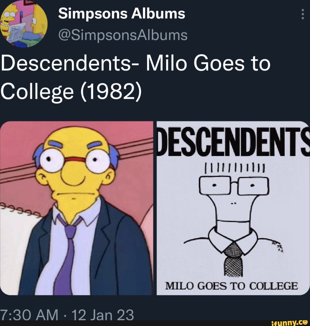 Simpsons Albums @SimpsonsAlbums Descendents- Milo Goes to College (1982 ...