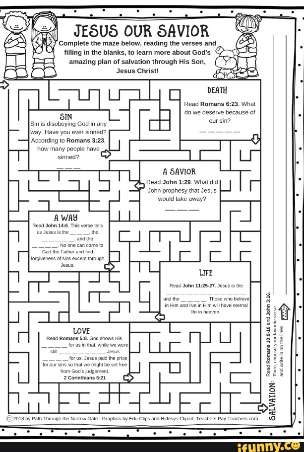 JESUS OUR SAVIOR 'Complete the maze below, reading the verses and ...