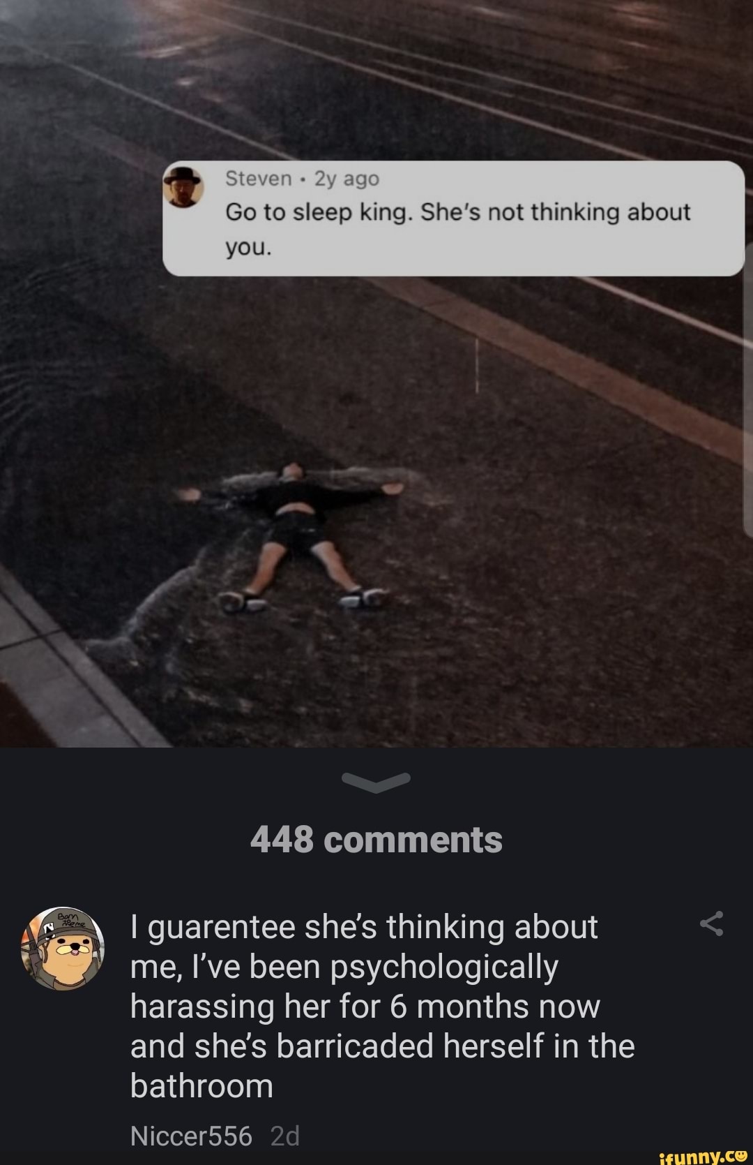 Steven ago Go to sleep king. She's not thinking about you. 448 Comments ...