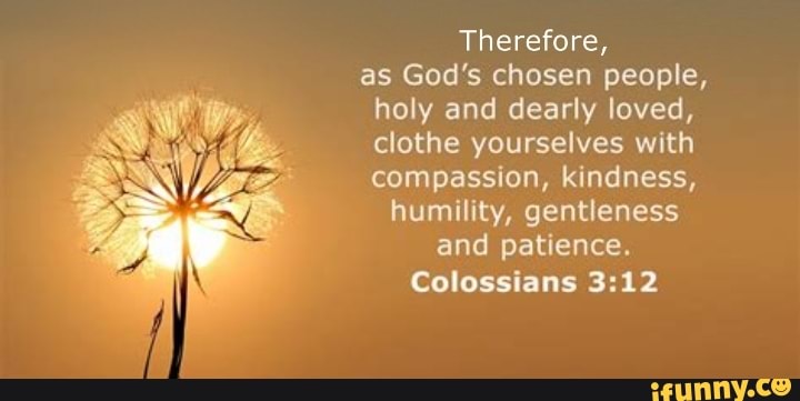 Therefore, as God's chosen people, holy and dearly loved, clothe yourselves with compassion ...