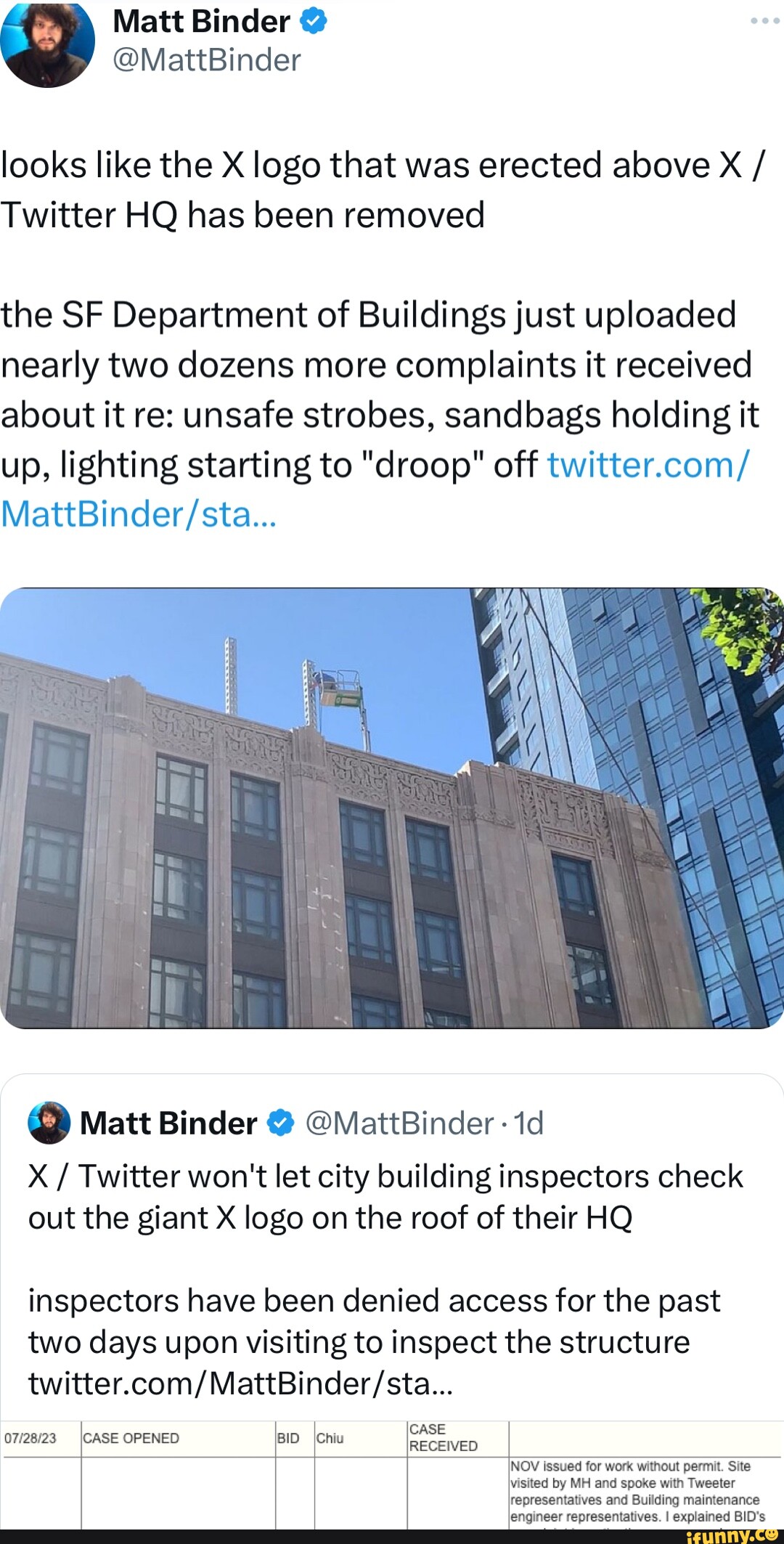 Matt Binder @ @MattBinder looks like the X logo that was erected above ...