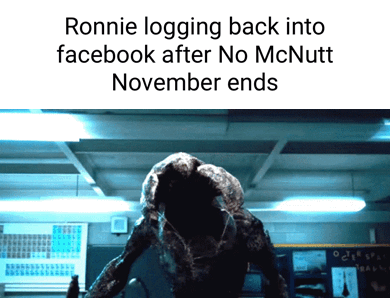 Ronnie logging back into facebook after No McNutt November ends - iFunny