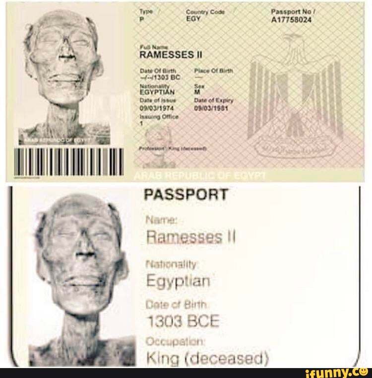 PASSPORT Name Ramesses II Natonality Egyptian Date of Birth 1303 BCE ...