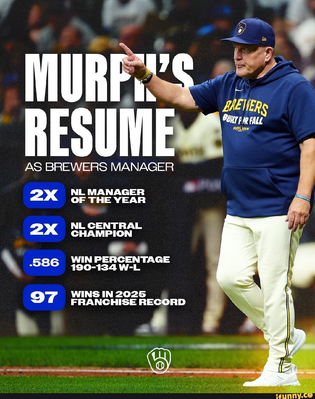 Wt MUR AS BREWERS MANAGER NL MANAGER OF THE YEAR NL CENTRAL CHAMPION ...