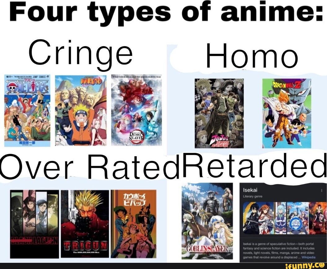Four types of anime: Cringe Homo - iFunny