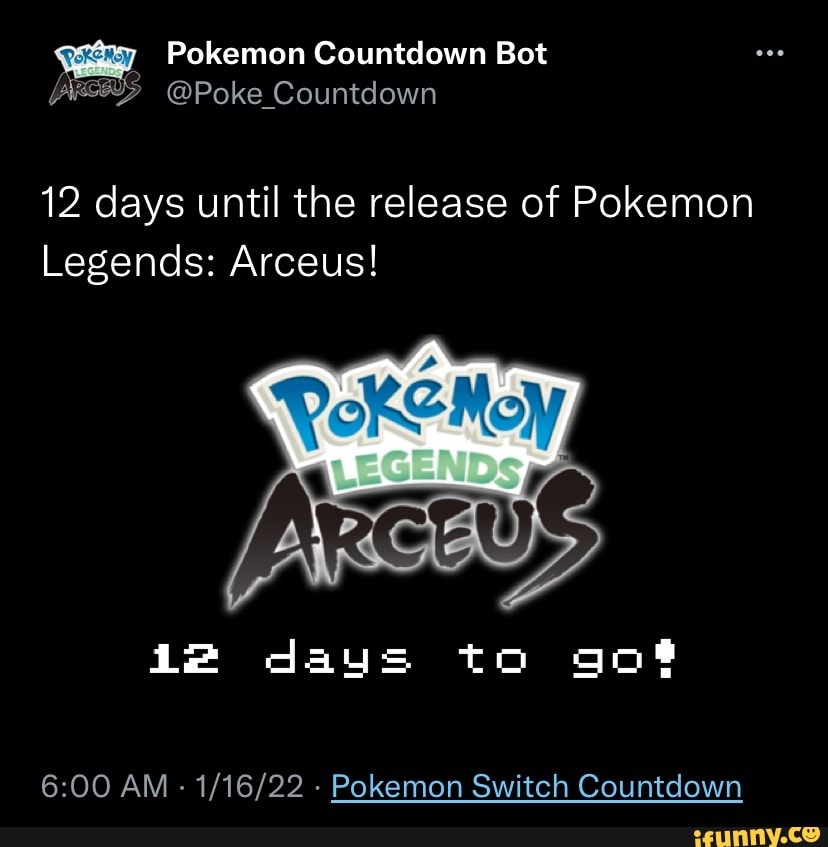 Pokemon Countdown Bot @Poke_ Countdown 12 days until the release of ...