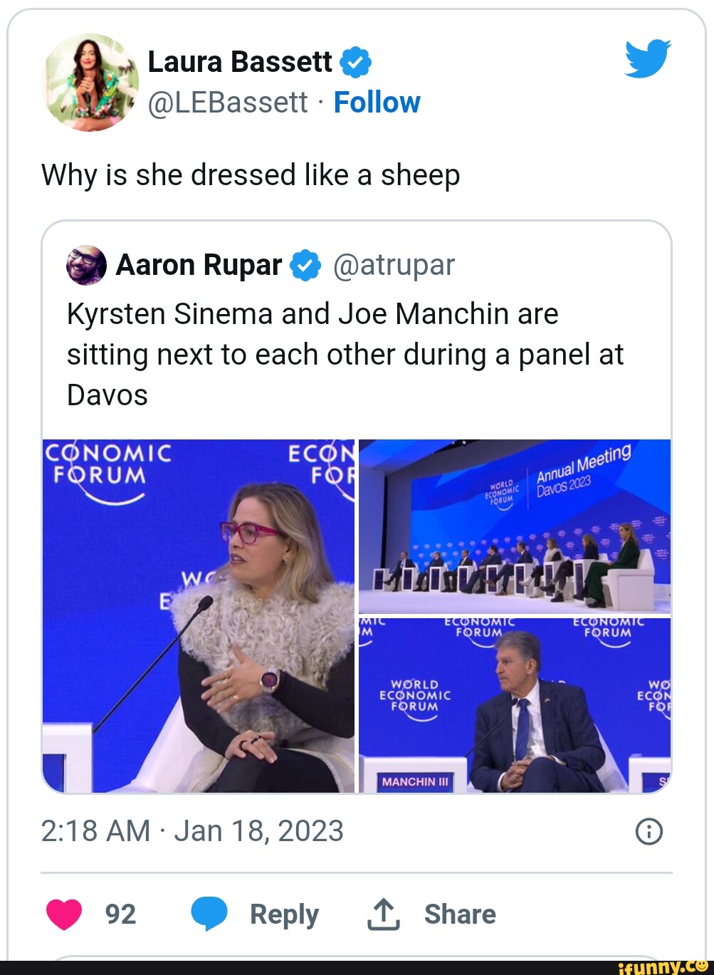 Laura Bassett @LEBassett Follow Why is she dressed like a sheep Aaron ...