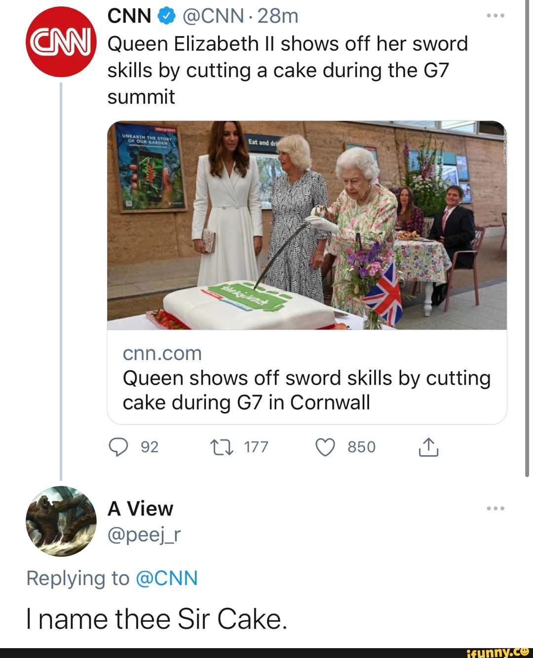 CNN @ @CNN- Queen Elizabeth II shows off her sword skills by cutting a ...