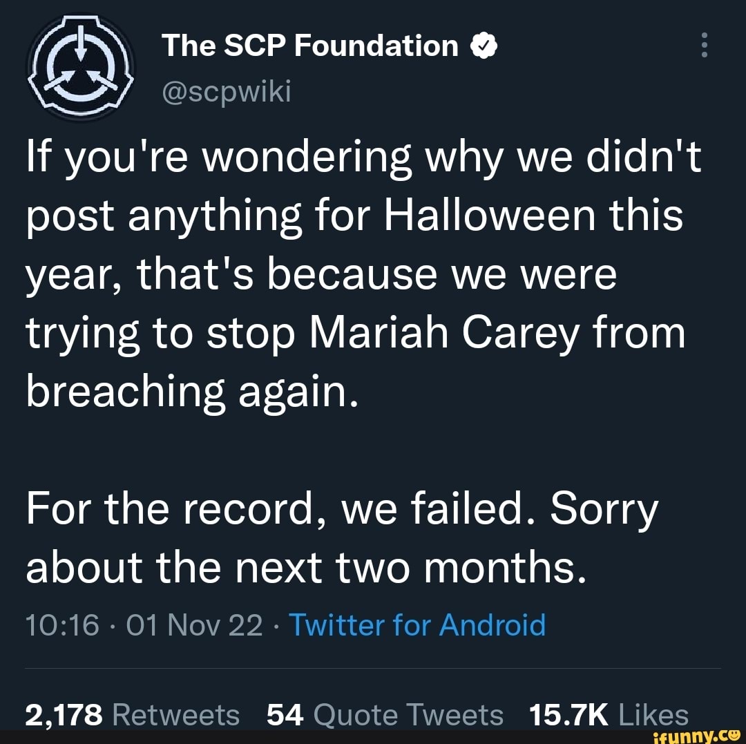 The SCP Foundation @scpwiki If you're wondering why we didn't post ...