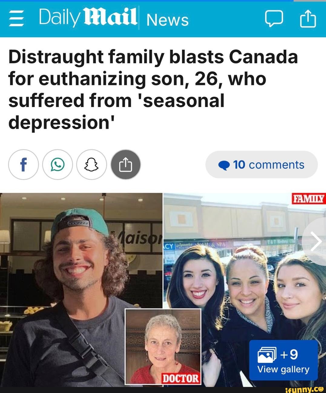 = Daily Blail News Distraught family blasts Canada for euthanizing son ...