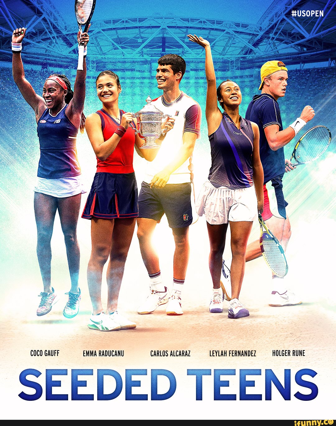 COCO GAUFF EMMA RADUCANU CARLOS ALCARAZ LEYLAH FERNANDEZ HOLGER RUNE ...