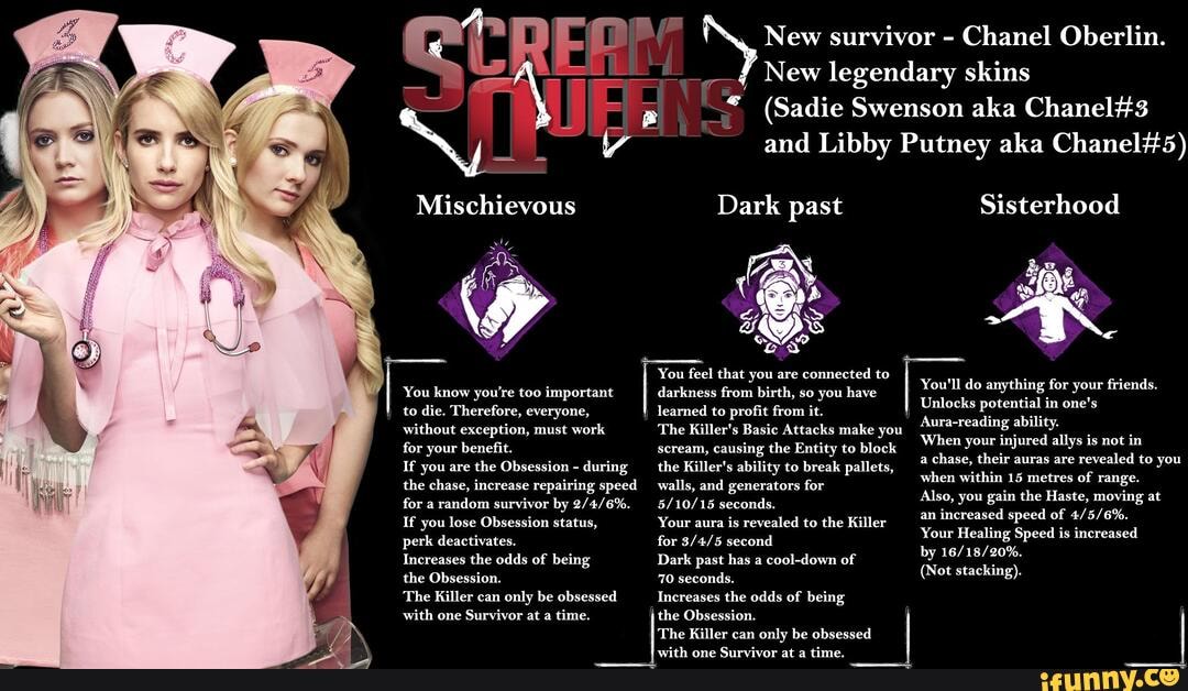 New survivor - Chanel Oberlin. New legendary skins = (Sadie Swenson aka ...