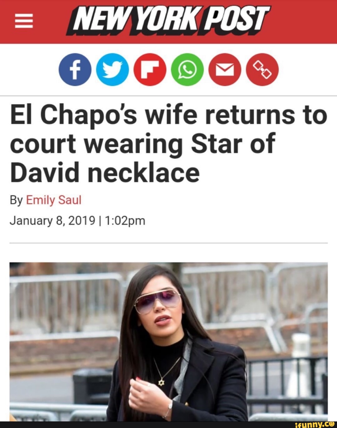 NEW YORK POST El Chapo's wife returns to court wearing Star of David ...
