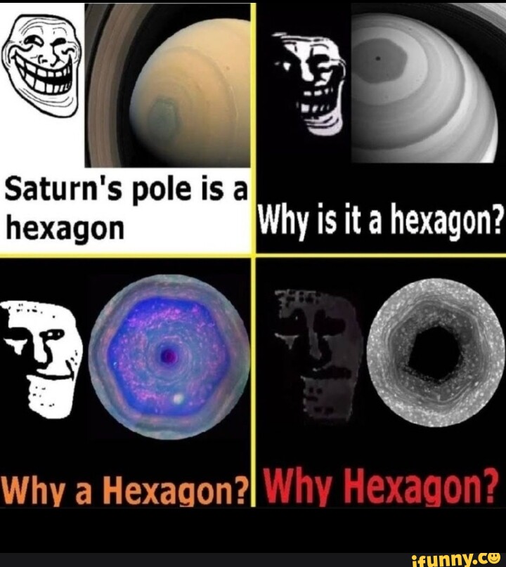 Saturn's pole is a hexagon Why is it hexagon? Why a Wexagon? Bod, Why ...
