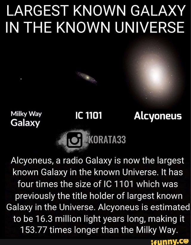 LARGEST KNOWN GALAXY IN THE KNOWN UNIVERSE Milky Way IC 1101 Alcyoneus ...