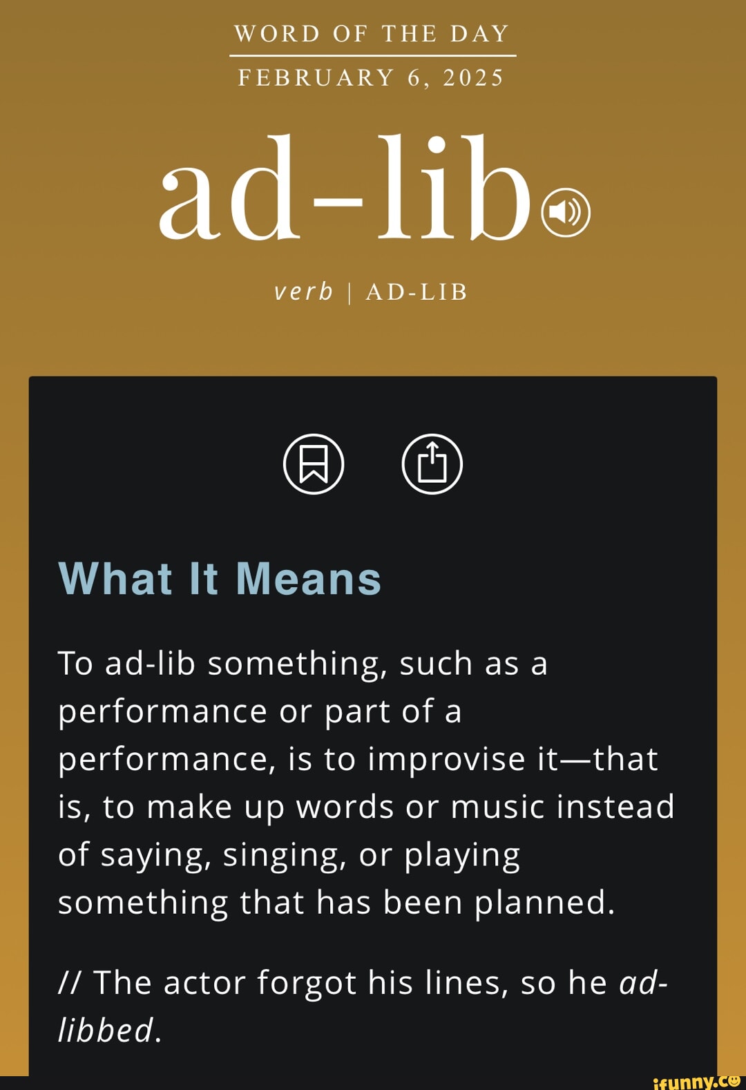 WORD OF THE DAY FEBRUARY 6, 2025 acl-libe verb I I AD-LIB What It Means ...
