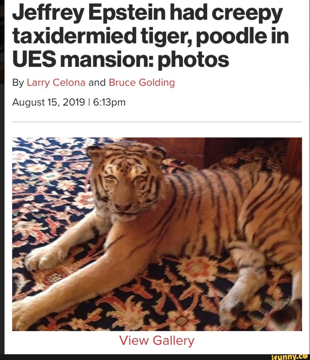 Jeffrey Epstein had creepy taxidermied tiger, poodle in UES mansion ...