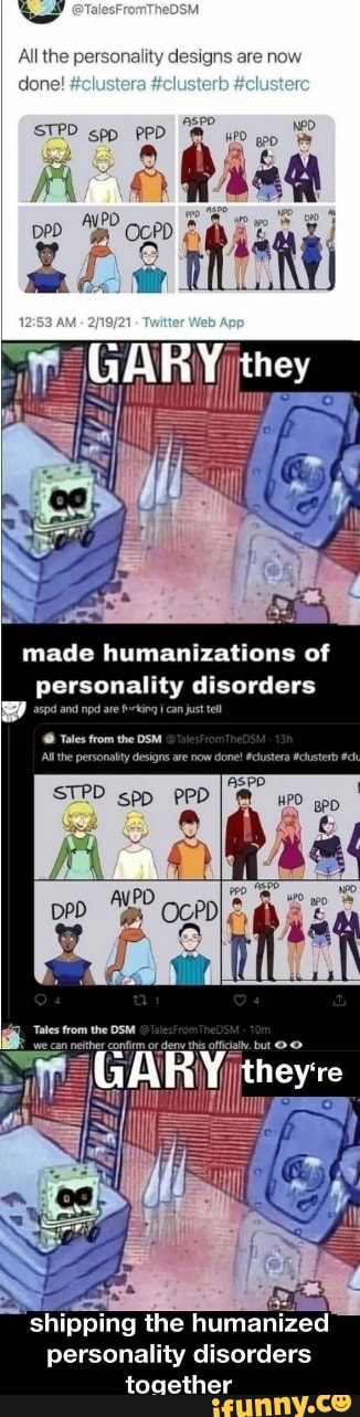 Alll the personality designs are now done! STPD spp PPD GARY they made ...