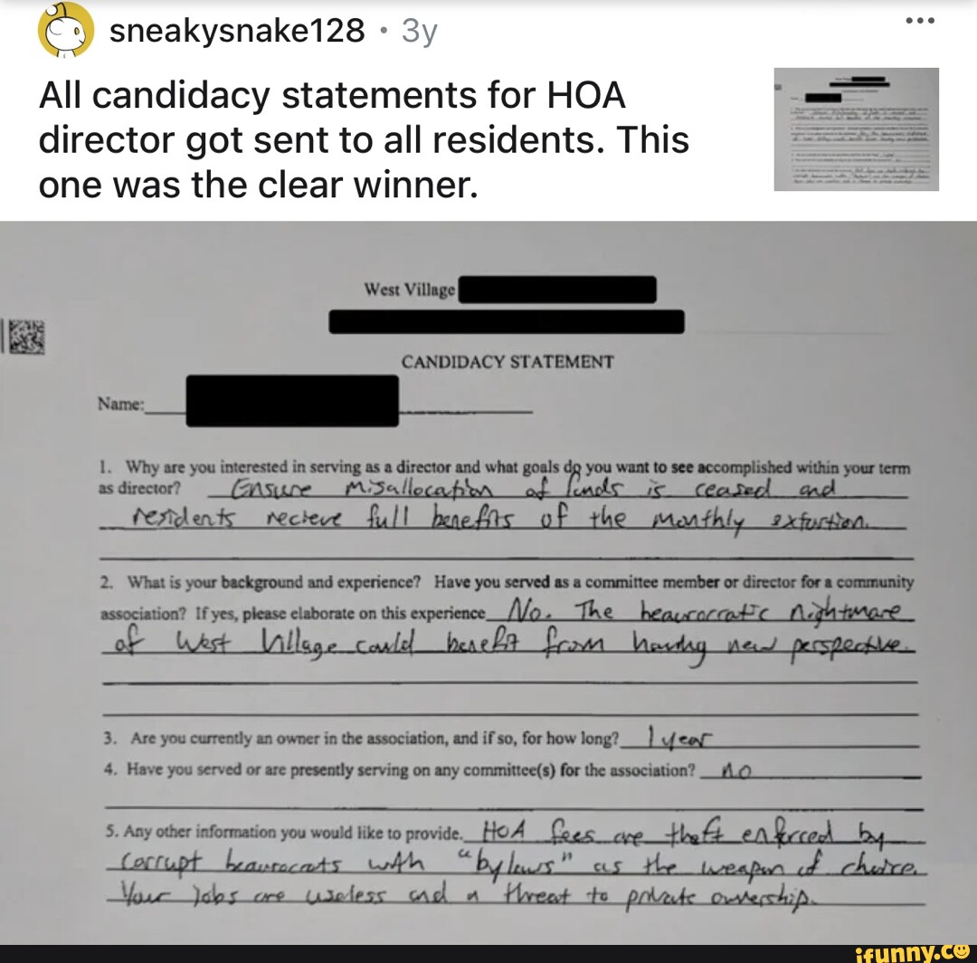 All candidacy statements for HOA director got sent to all residents ...