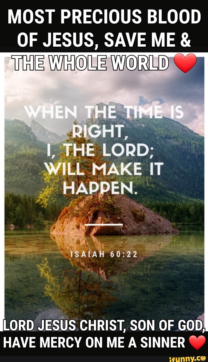 MOST PRECIOUS BLOOD OF JESUS, SAVE ME & WHEN THE TIME IS RIGHT, I THE ...