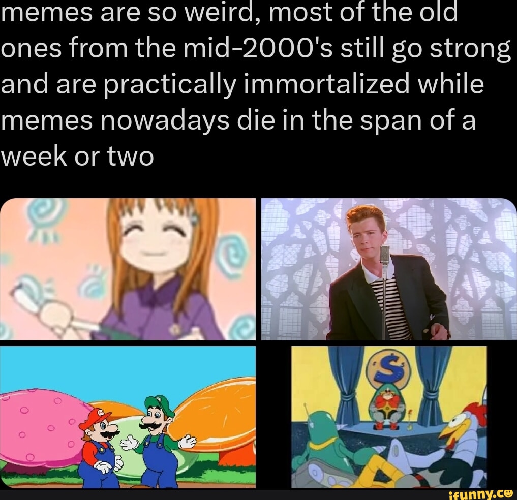 Memes are So weird, most of the old ones from the mid-2000's still go ...