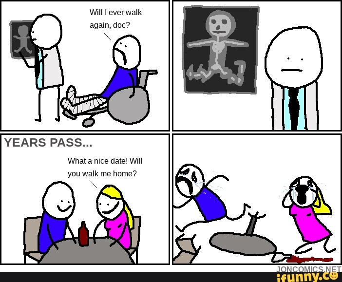Will lever walk again, doc? YEARS PASS... What a nice date! Will you ...