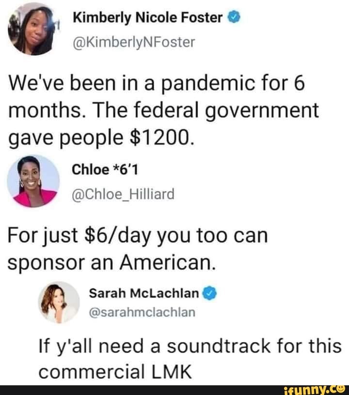 Kimberly Nicole Fester @KimberlyNFoster We've been in a pandemic for 6 ...