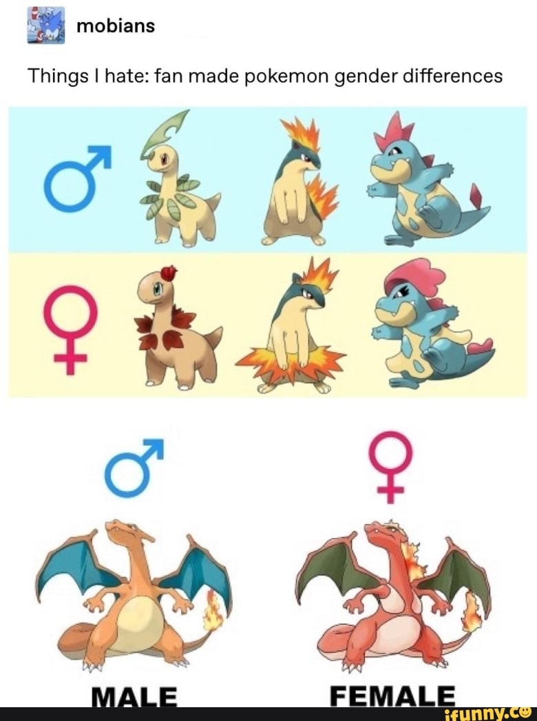Things I hate: fan made pokemon gender differences MALE FEMALE - iFunny
