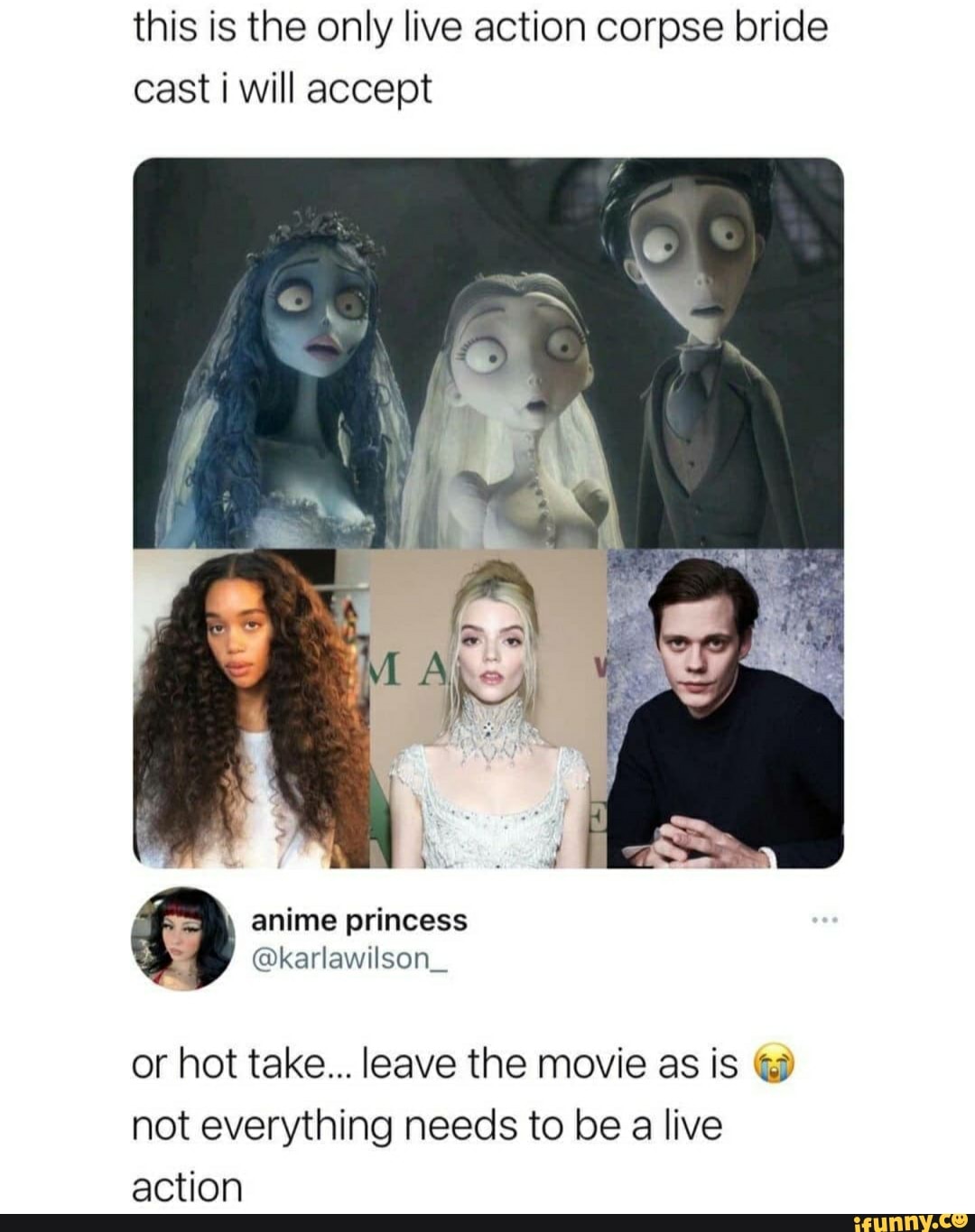This is the only live action corpse bride cast will accept al As anime ...