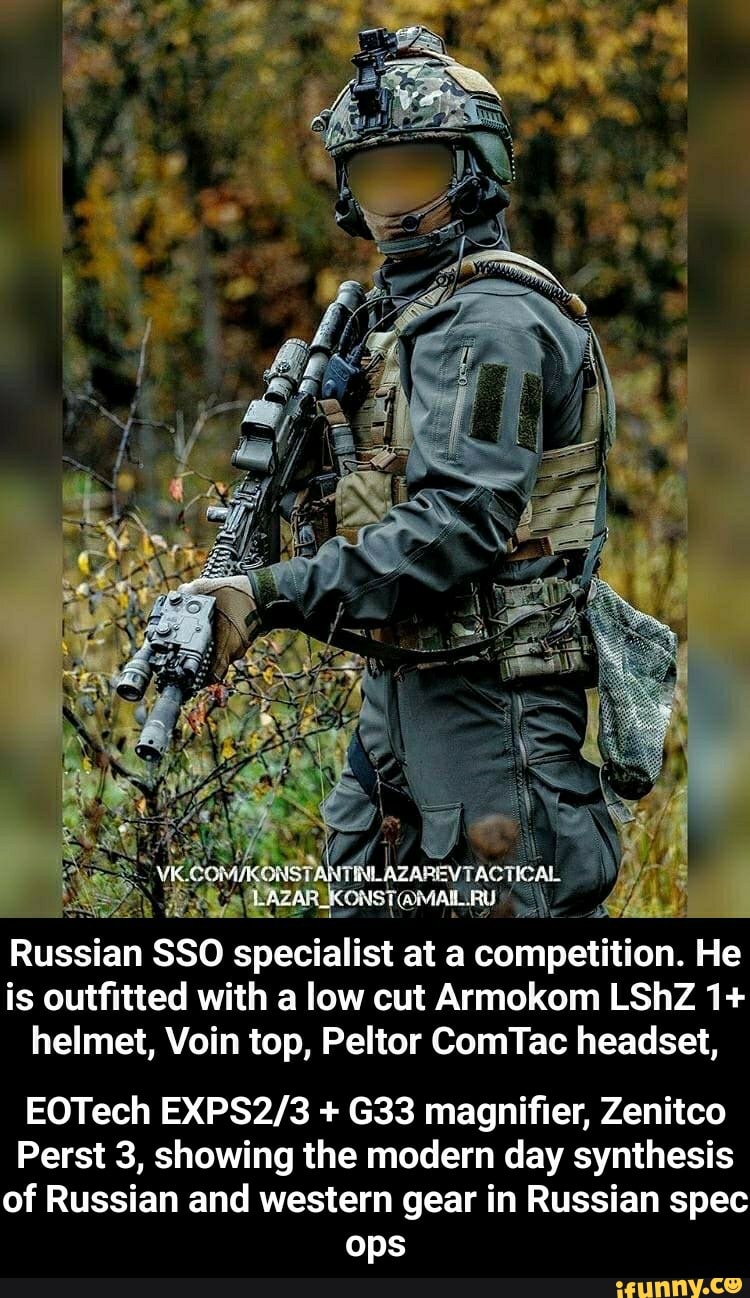 Russian SSO specialist at a competition. He is outfitted with a low cut ...