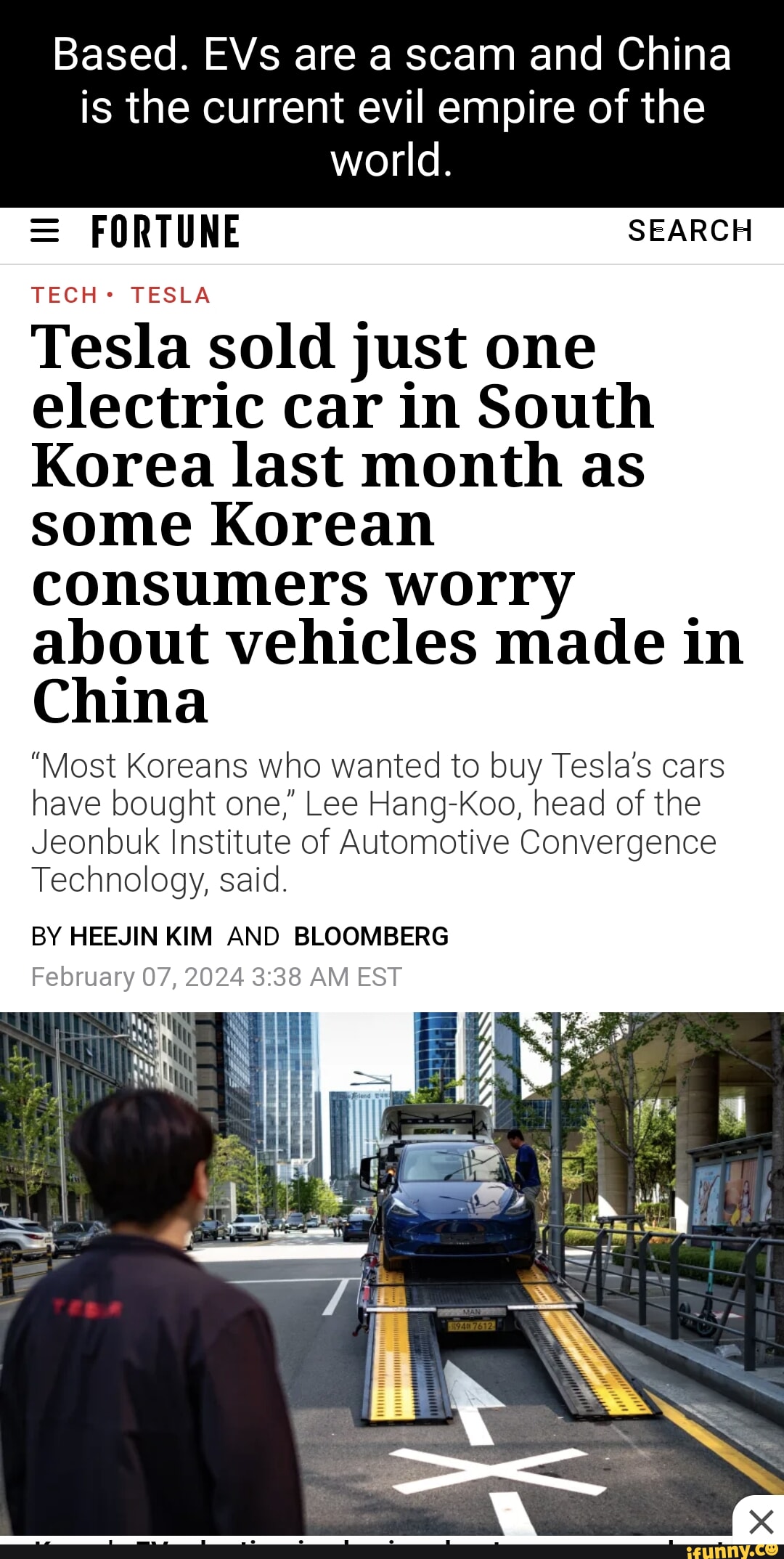Based. EVs are a scam and China is the current evil empire of the world ...