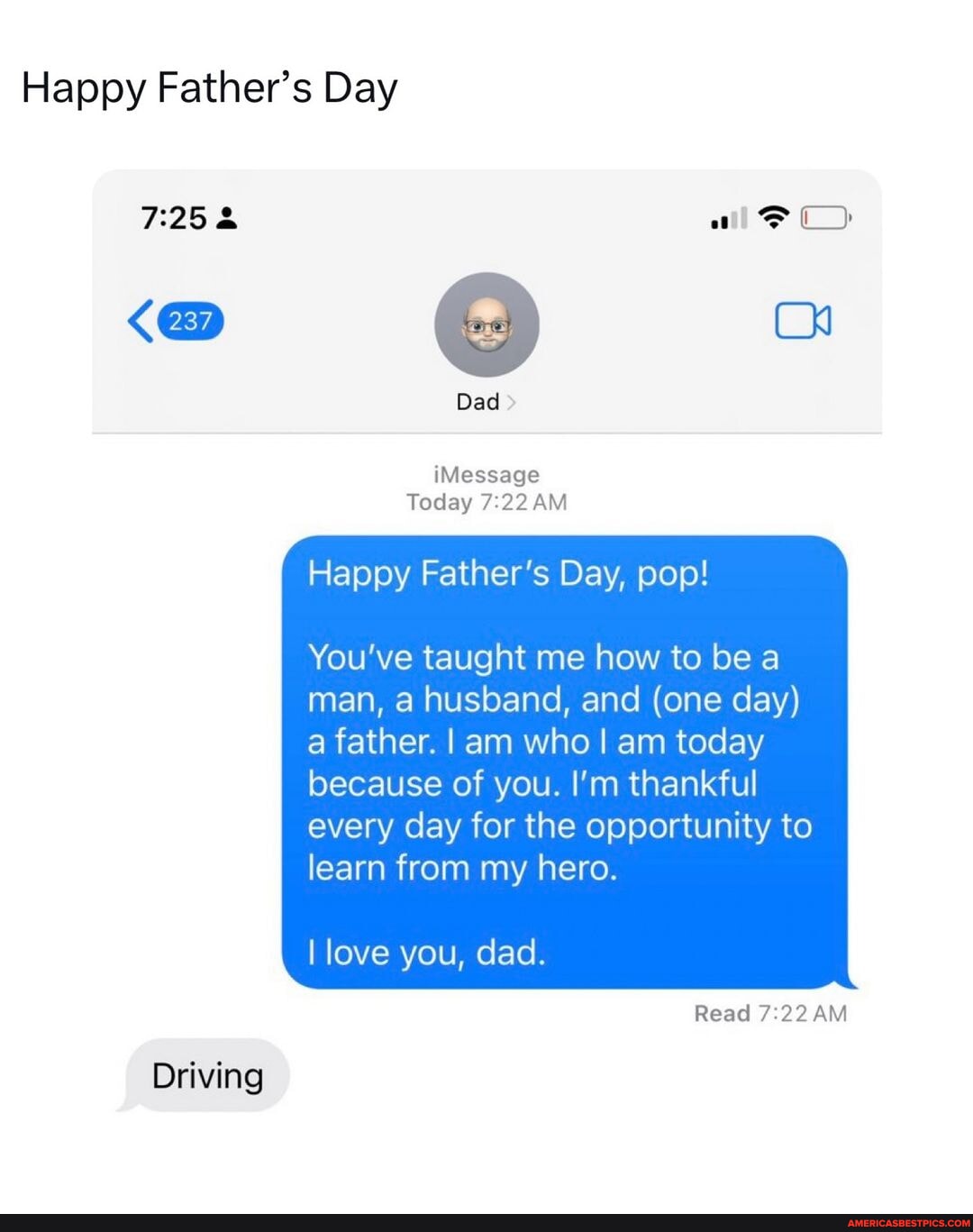🤣🤣 (Via/X: atdanwhite) - Happy Father's Day Driving all C) Dad iMessage Today Happy Father's Day ...