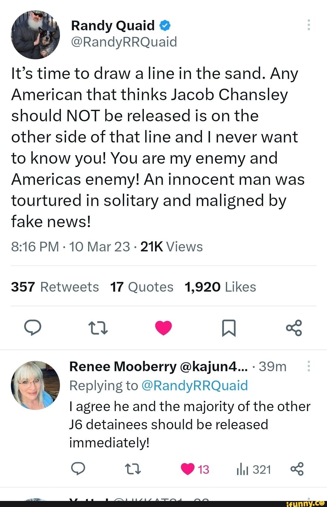 It's time to draw a line in the sand. Any American that thinks Jacob ...